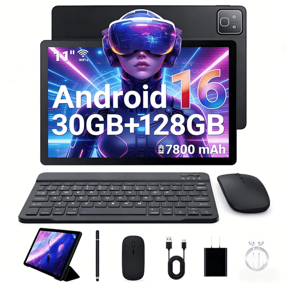11Inch Tablet Android 16 with Keyboard set,30GB RAM + 128GB ROM (1TB E ...